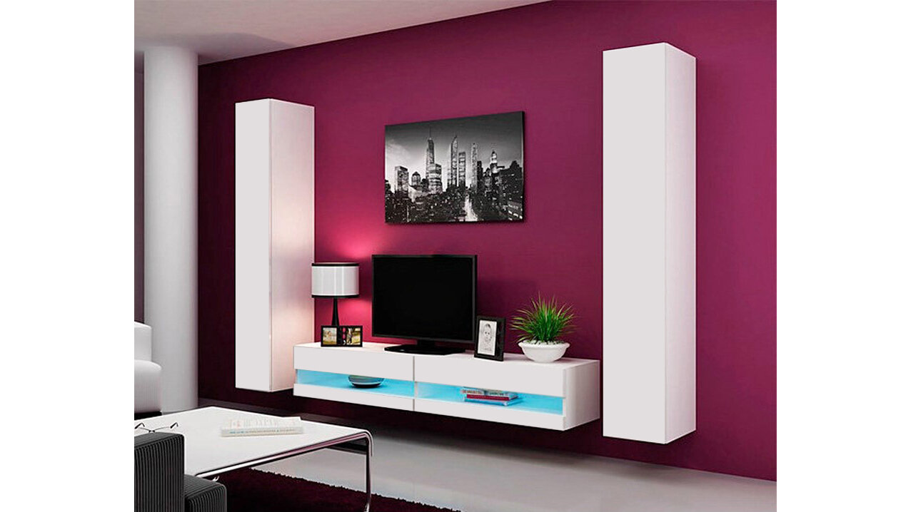 Гостиная Виго нью 4 Белый Фасадный 0101 NEW 260x42x180 см, GOODFORM