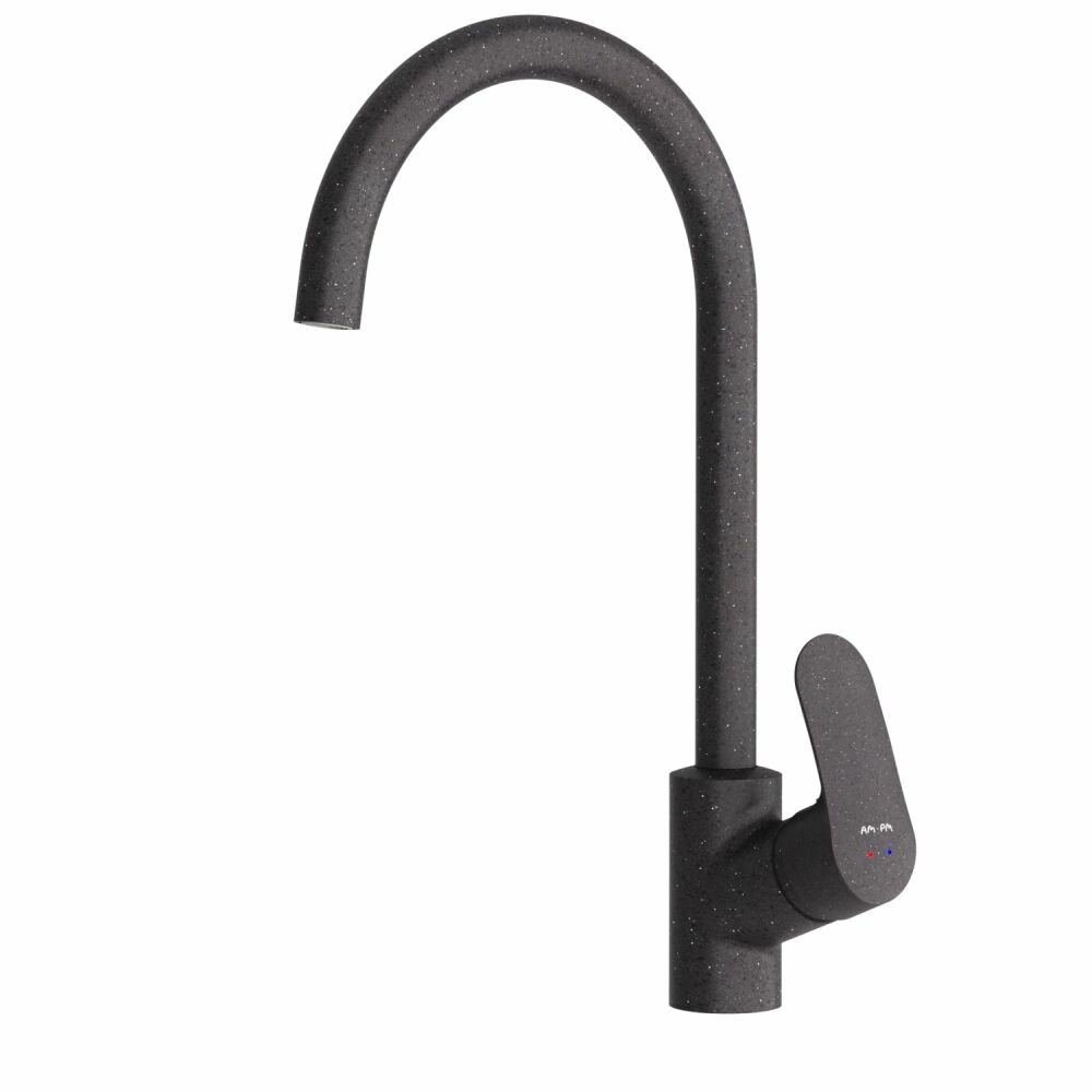 Смеситель AM.PM "Like", латунь, черный, высокий излив, рычажный, матовое покрытие