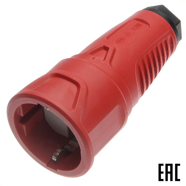 Розетка "евр" кабельная резиновая красная IP20 РСЕ 2510-rs (3 шт. в наборе)