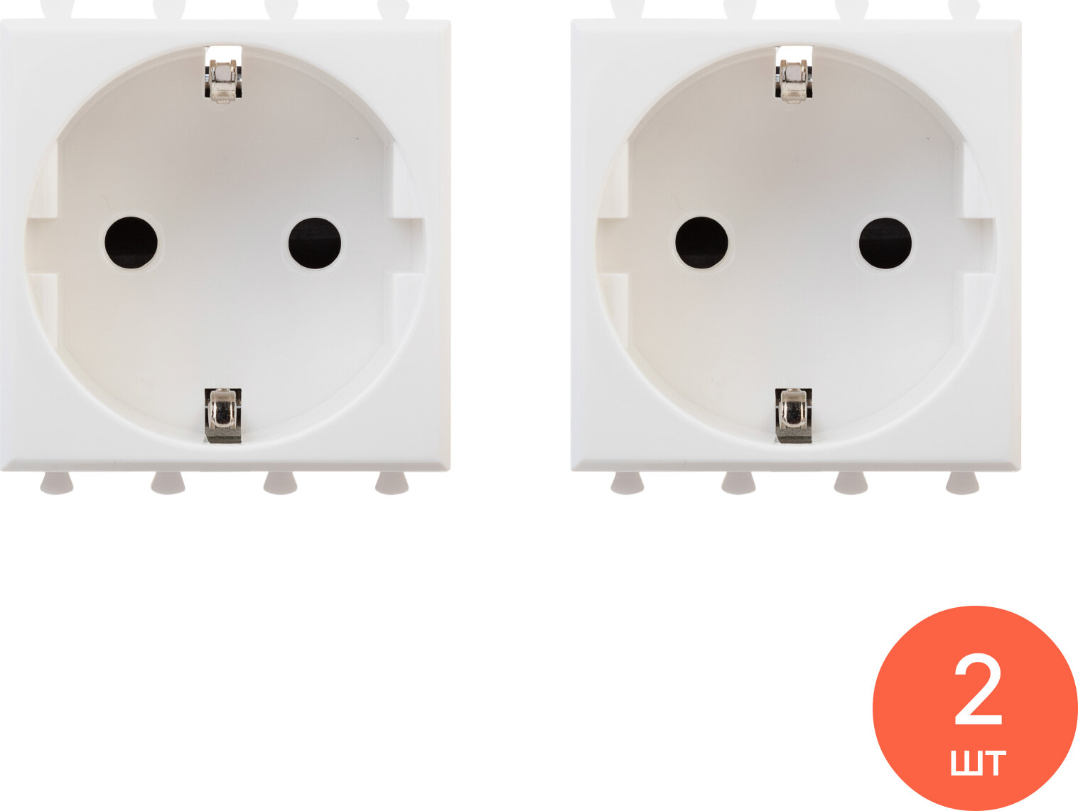 Розетка силовая штепсельная DKC / ДКС Avanti 2P+E СП, 16А белое облако с заземлением и защитными шторками, 4400002 / электрооборудование (комплект из 2 шт)