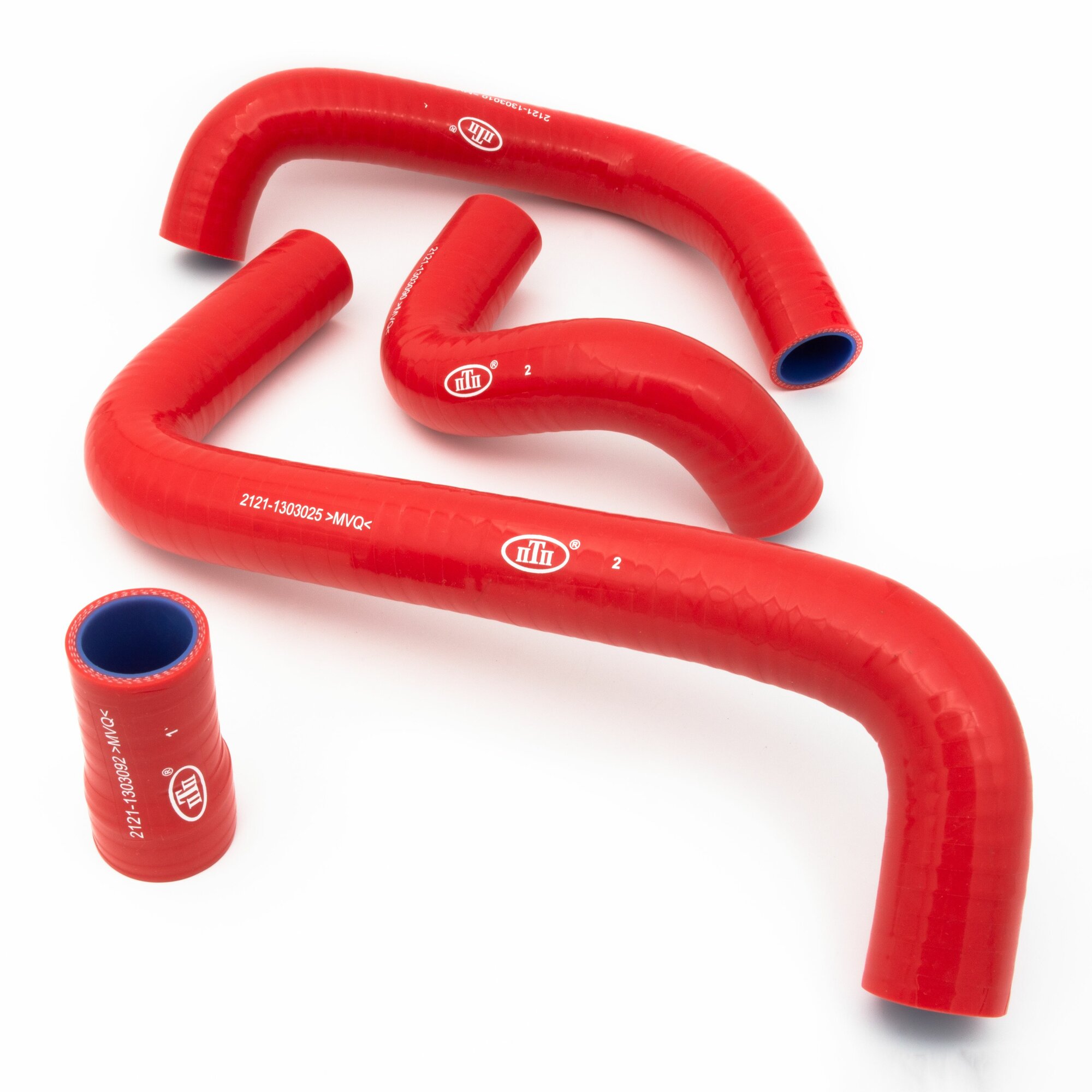 Патрубки радиатора ВАЗ 2121 (к-т 4шт) красный силикон "ПТП"