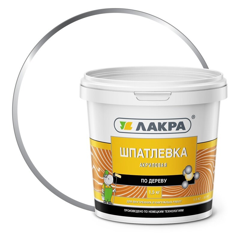Шпаклевка Лакра, акриловая, по дереву, Белая 1,5 кг
