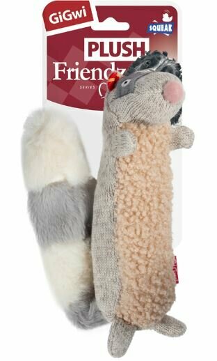 GIGWI Игрушки для собак Енот с пищалкой, 17см (75310)