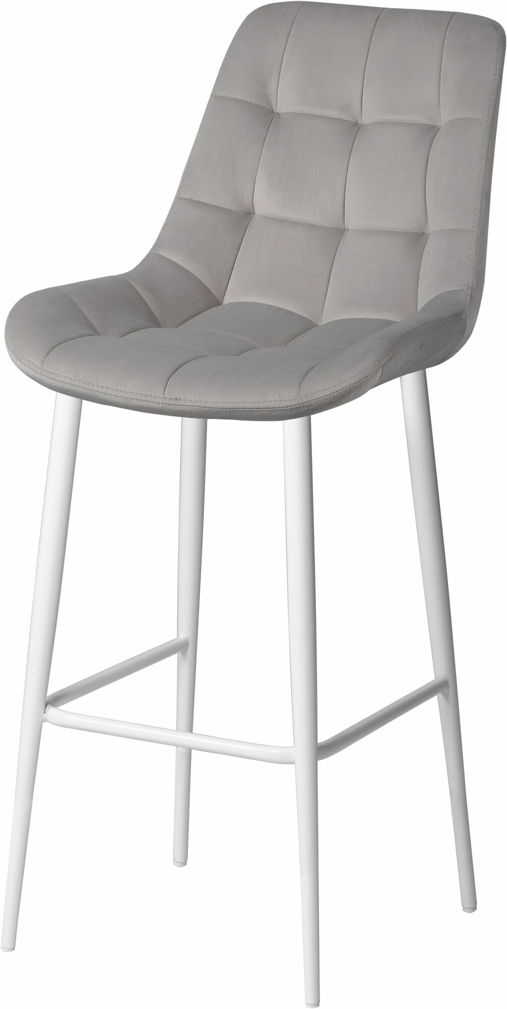 Барный стул Ambe Эйден, для кухни мягкий, 75 см, светло-серый, каркас белый