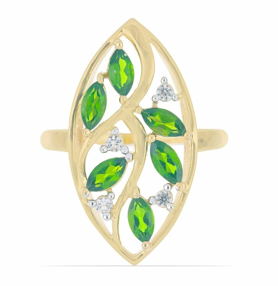 Кольцо, серебро, 925 проба, хромдиопсид, циркон