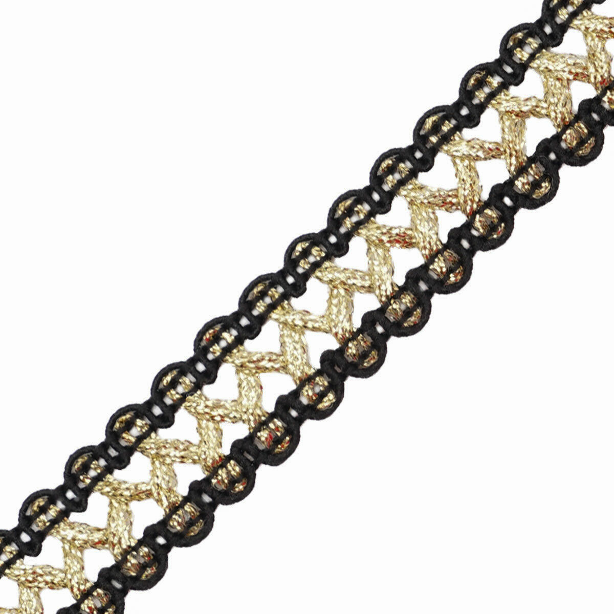 С929 Тесьма вязаная отделочная, 15 мм*10 м (черный/золото), 10 м