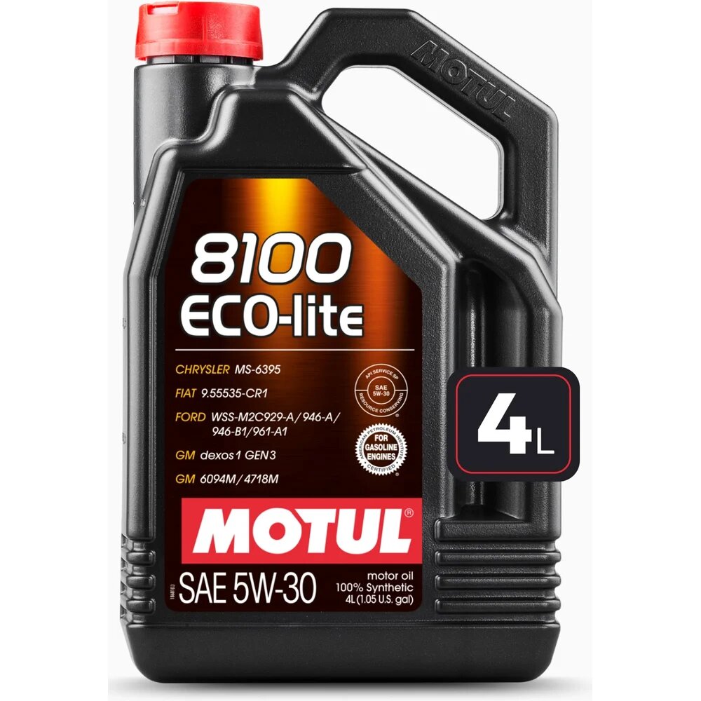 Моторное, MOTUL, масло MOTUL 8100 Eco-lite 5W30 4 л 113497, современных мощных бензиновых двигателей, 100%