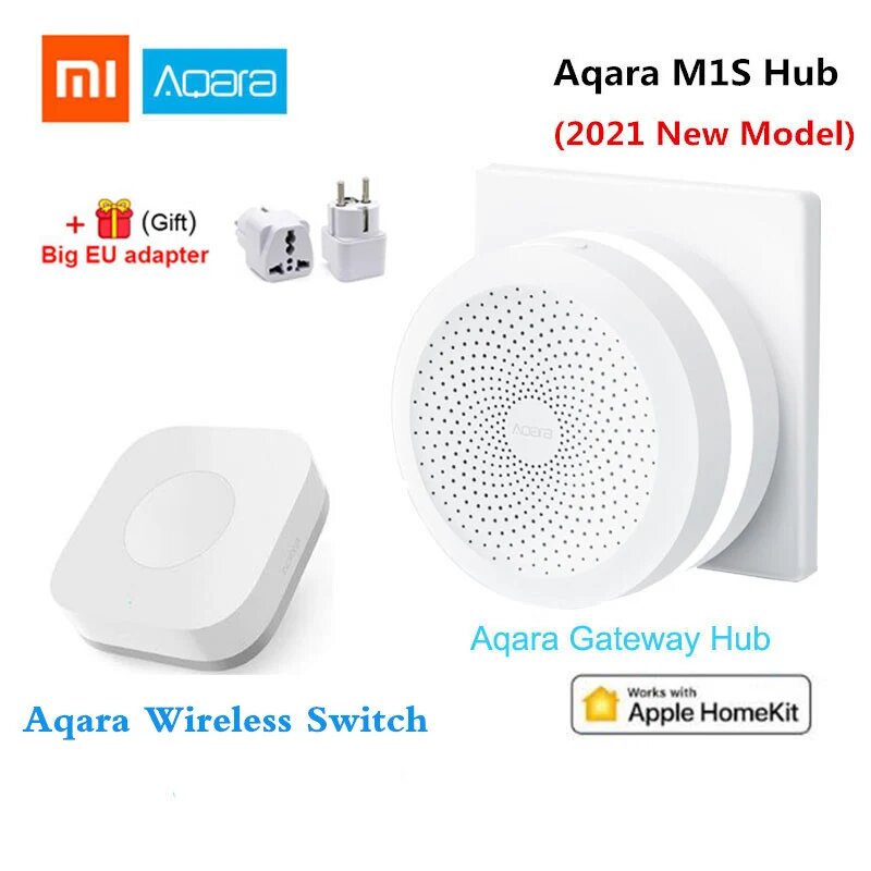Aqara M1S Hub Gateway Наборы умного дома Zigbee Датчики температуры, дыма, двери, движения Удаленный контроль Работает с приложением Xiaomi HomeKit-Aqara 2E в одном