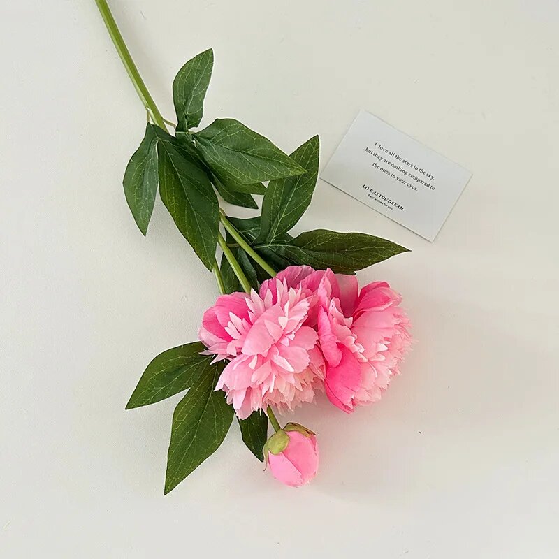 Розовый искусственный пион 72 см, Rose red