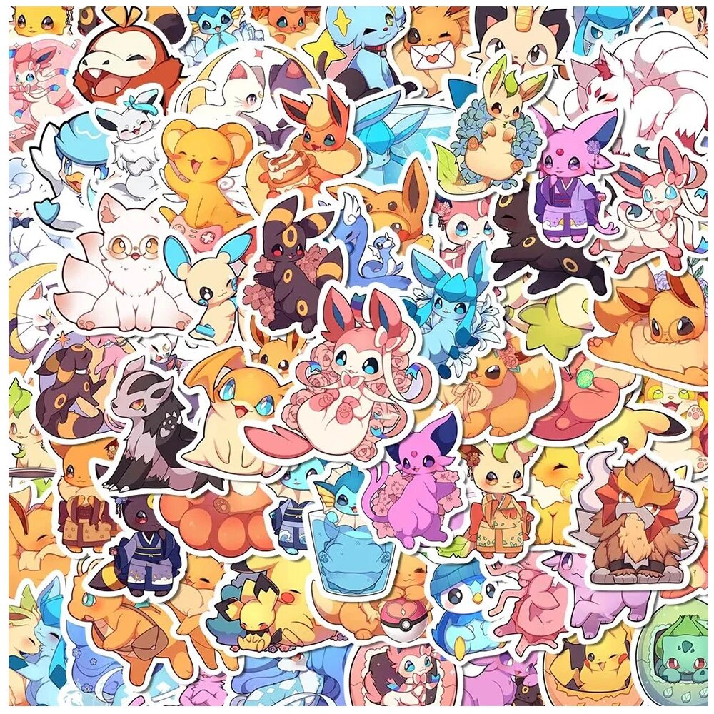 Kawaii Pokemon аниме наклейки 10/30/50/100 шт 50PCS