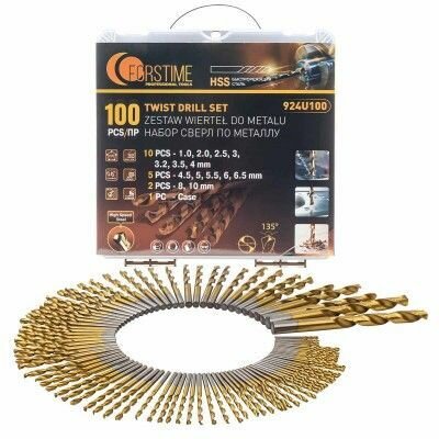 Набор сверл по металлу FORSTIME,100 предметов, в кейсе