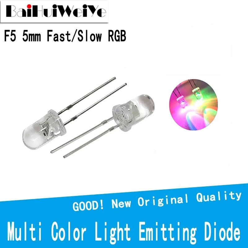 RGB светодиоды круглые 5мм, Slow -Transparent, 50шт