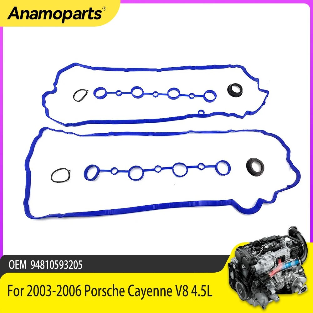 Детали двигателя, комплект прокладок крышки клапана, подходит для 4,5 л M48.50 для Porsche Cayenne Turbo 955 9PA 4,5L V8 Gas 94810593205 2003-2006