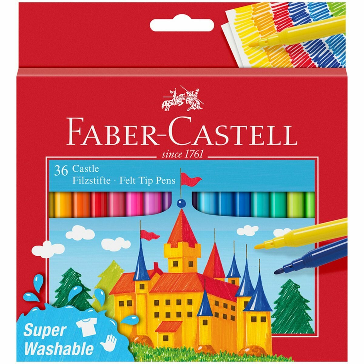 Набор фломастеров 36 цветов Faber-Castell "Замок" (смываемые) картон. уп. (554203), 48 уп.