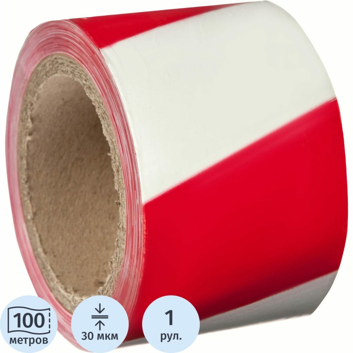 Лента для разметки, 70мм x 100м, красно-белая, полиэтилен, 32шт.