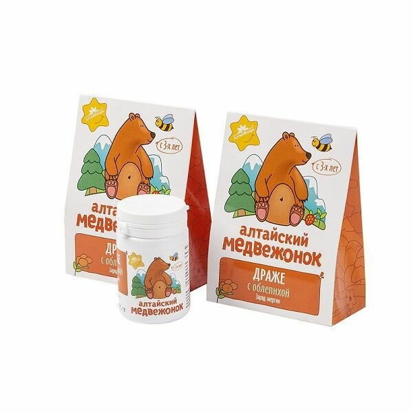 Алтайский медвежонок драже с облепихой "АлтайФлора" 75 гр