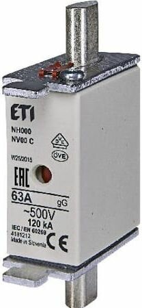 Предохранитель ETI 004181212 Предохранитель NH-000/gG 63A 500V KOMBI 1шт