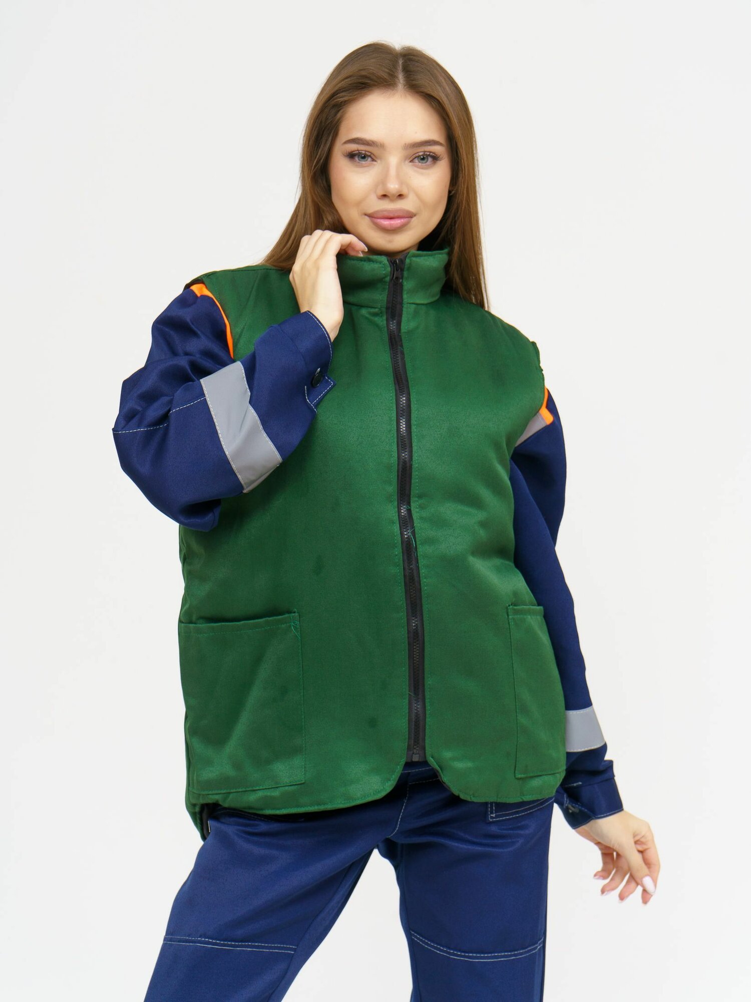 Жилет ТекстильИмпорт, утепленный, зеленый, спецодежда, грета, демисезон