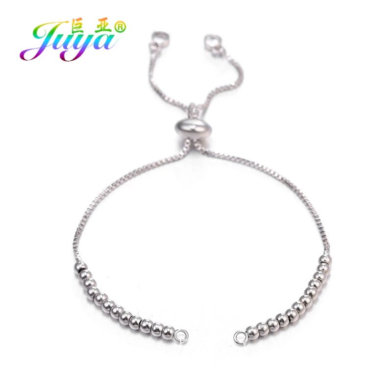 Juya медные круглые коннекторы с цирконами Серебряный, White Gold