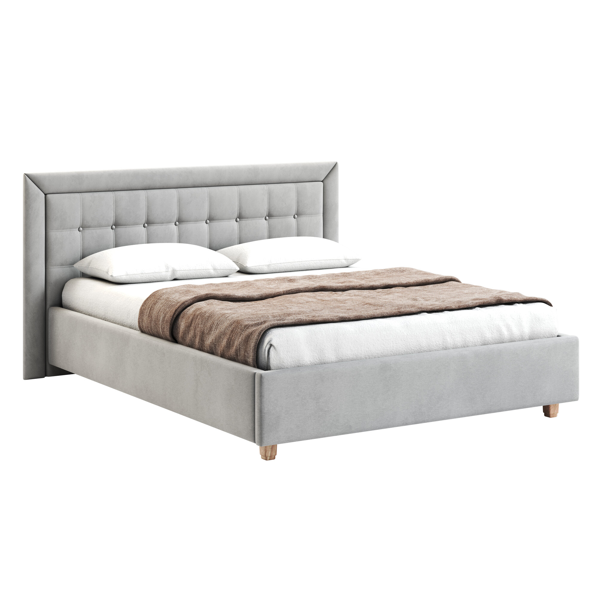 Кровать GALAXY Венера-8(2) 160х200 двуспальная, с подъемным механизмом, Ортопедическое основание, велюр Светло-серый