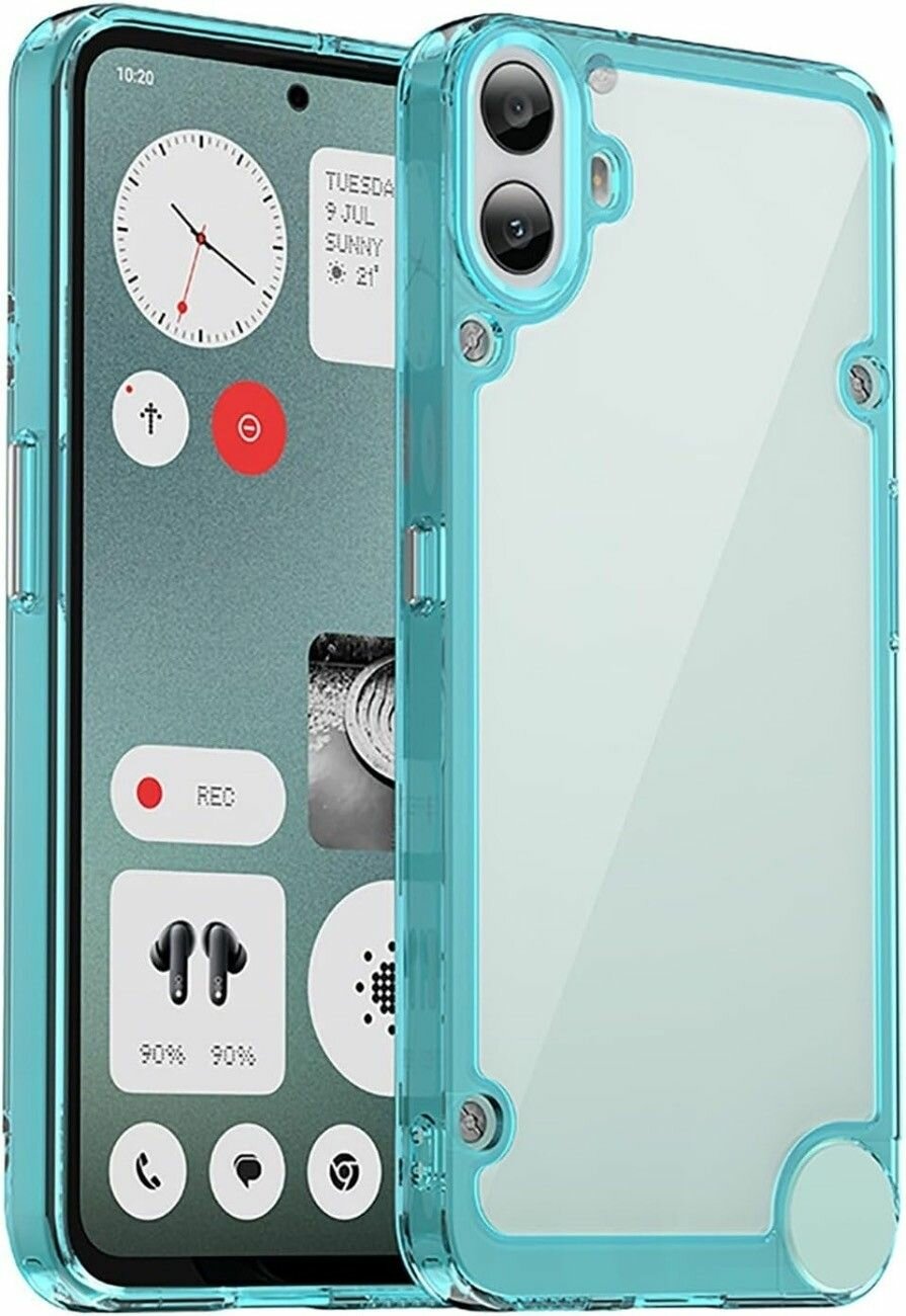 Чехол на Nothing CMF Phone 1 пластиковый с силиконовой окантовкой бирюзовый