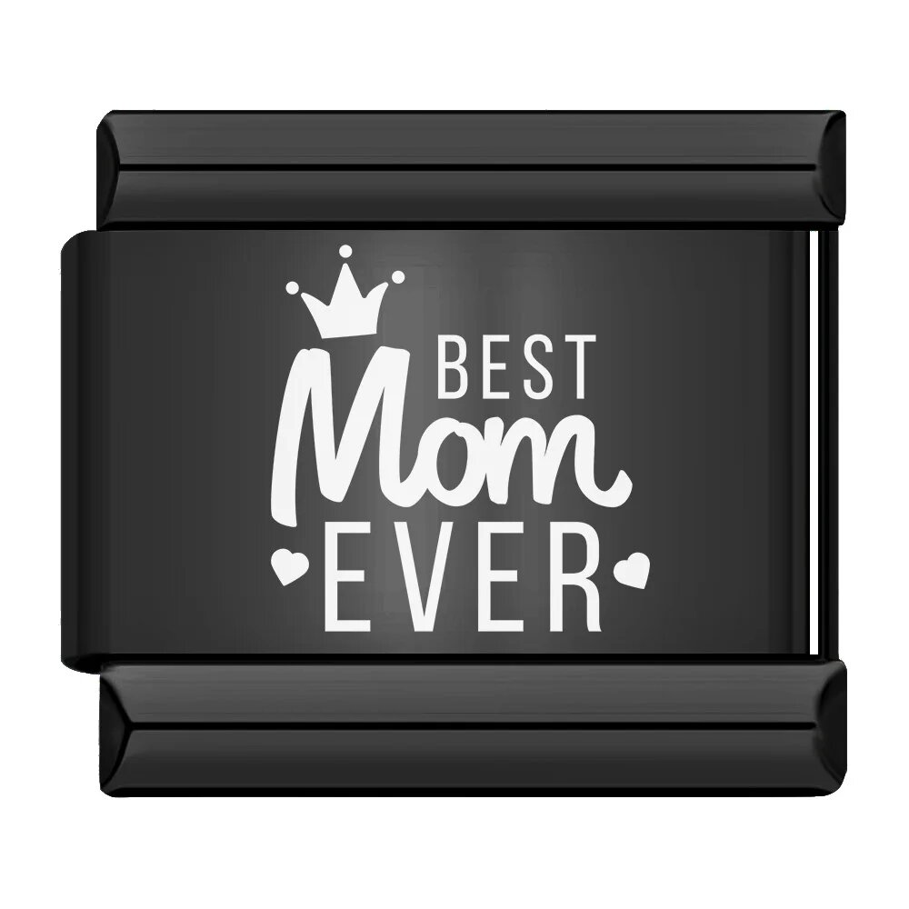 Черный шарм "Best Mom Ever" из нержавеющей стали