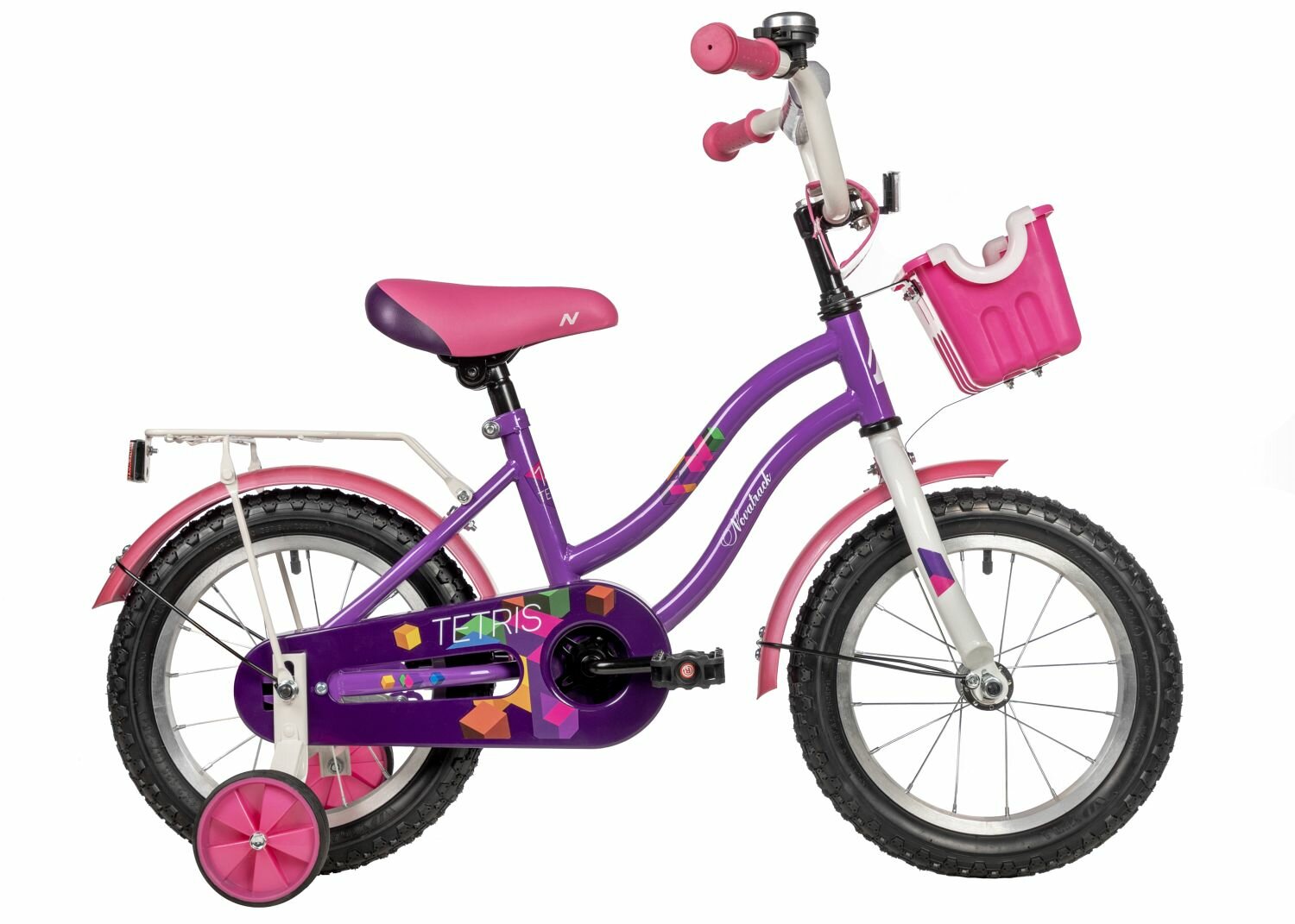 Велосипед Novatrack Tetris 14 (2025), стальная рама, на рост 95-110 см, фиолетовый