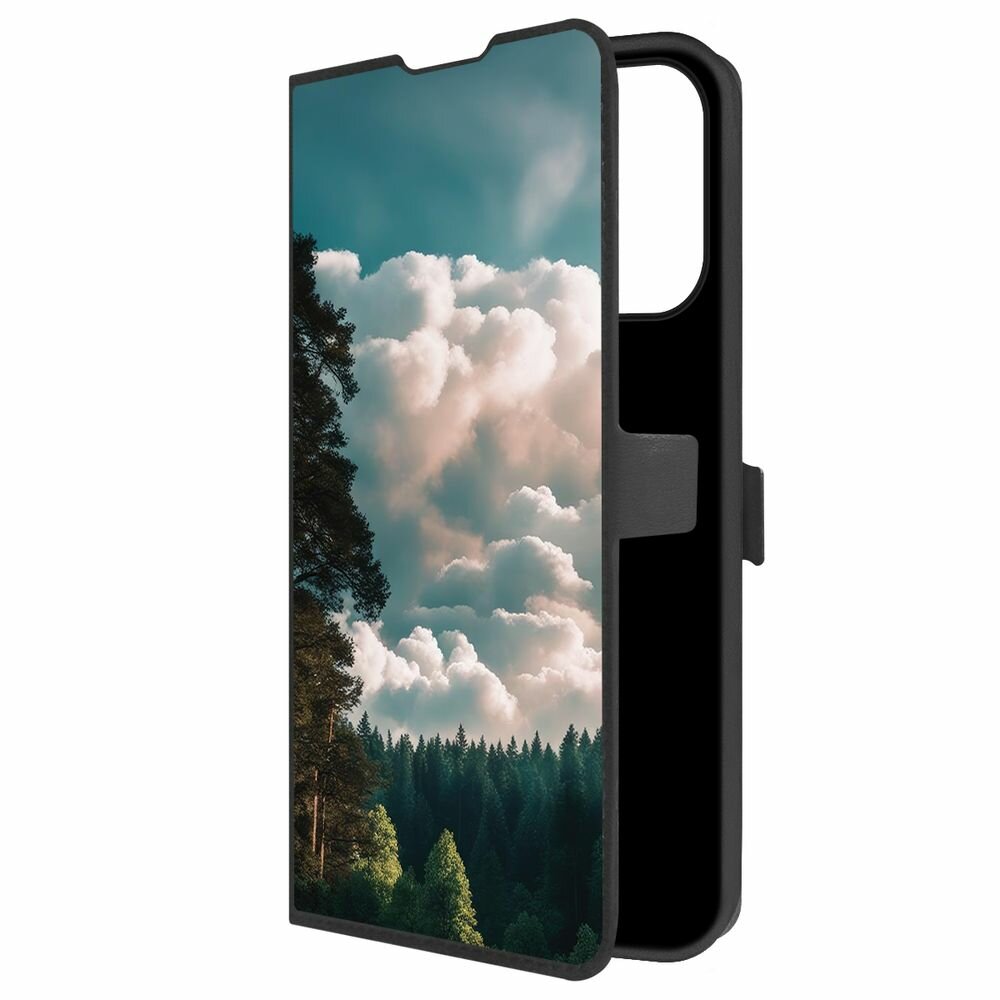 Чехол-книжка Krutoff Eco Book для Honor X8c Облачно (черный)