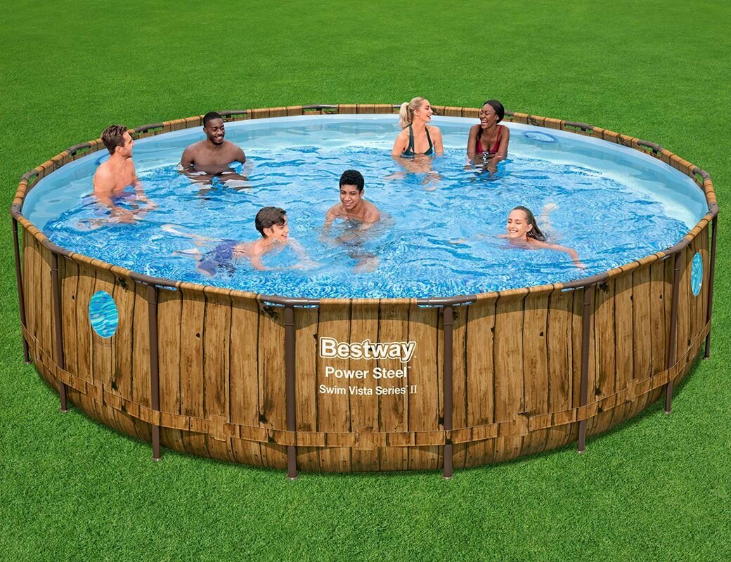 Каркасный бассейн Power Steel Swim Vista Series II + фильтр-насос + аксессуары, 549x122 см, BestWay, 56977