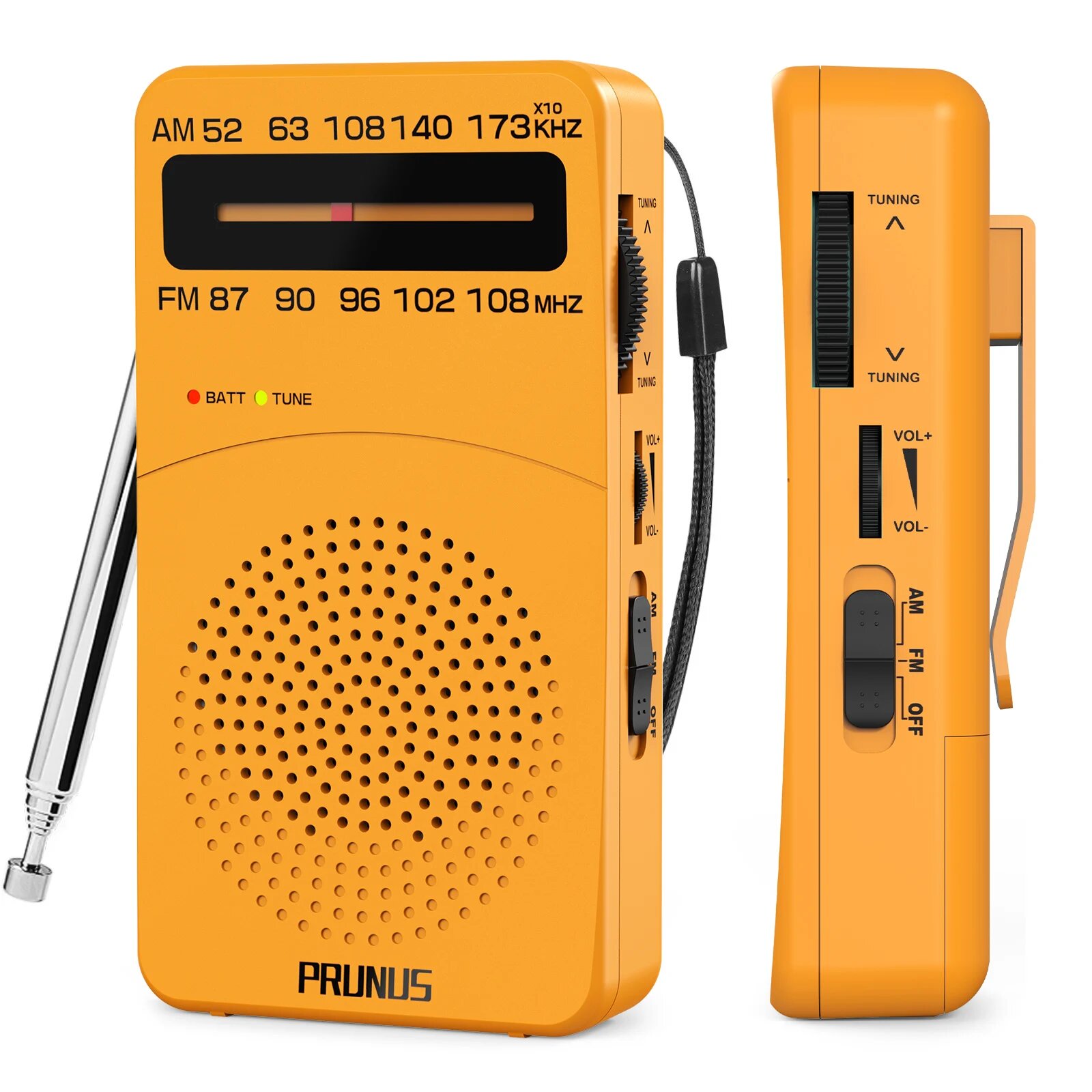 PRUNUS J-166 Оранжевое портативное радио AM/FM