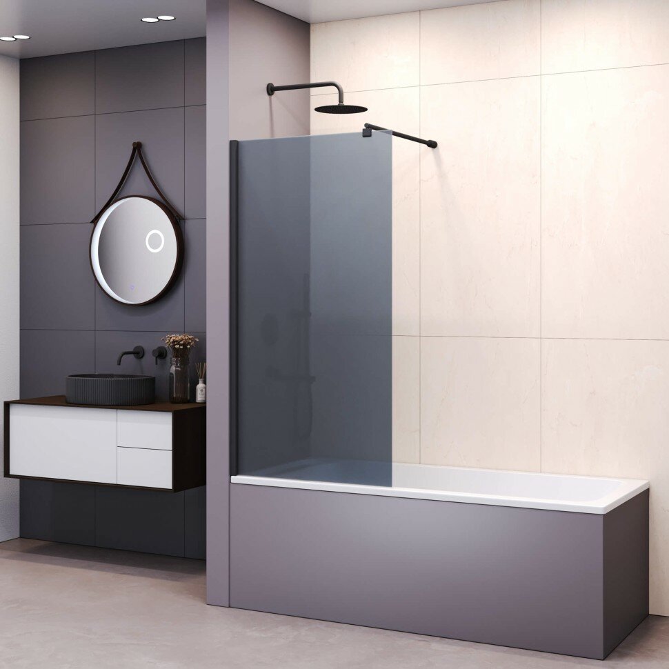 Шторка RGW SC-050B, для ванны, тонированное стекло, 60х149 см