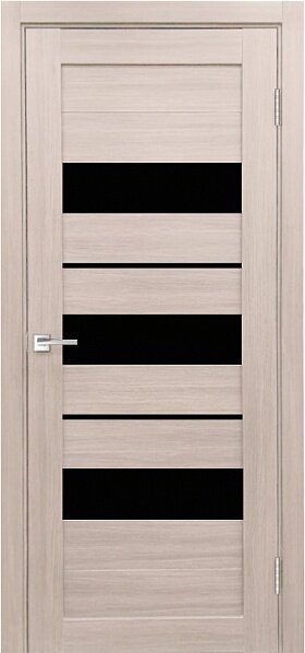 Межкомнатная Дверь Verda Х-7 Лиственница Кремовая со Стеклом Лакобель Чёрный 2000х800мм (Полотно 1шт) / Верда.