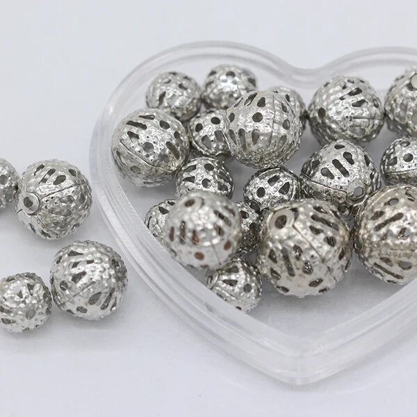 100p6mm 8 мм 10 мм золото с серебряным покрытием металлический бронзовая филигрань полый цветок фонарь круглый шар бусины Свободные бусы, украшения рукоделие своими руками