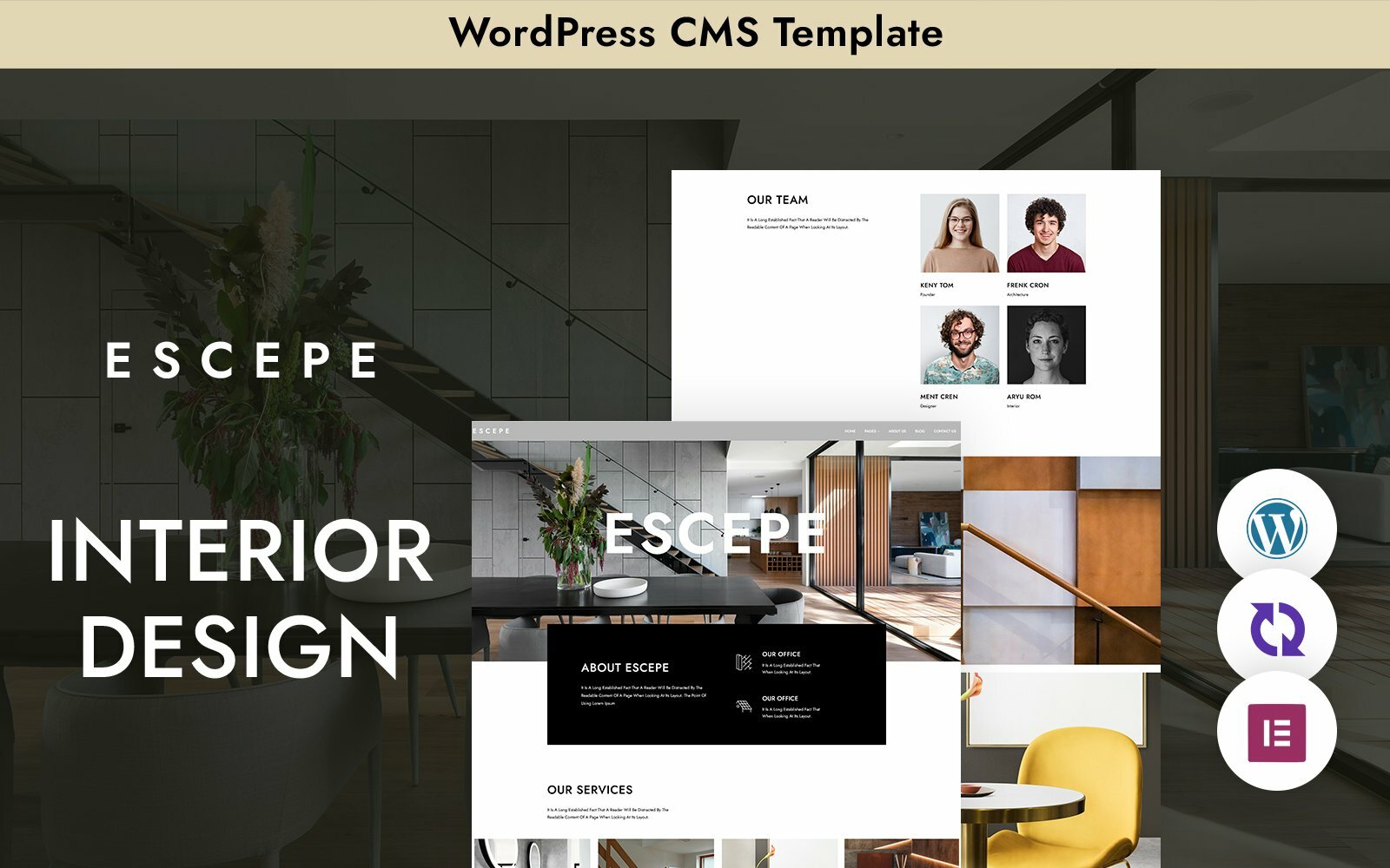 Подарочный сертификат на Шаблон для сайта Вордпресс с демоконтентом "Escepe" WordPress Theme for Interior Studios