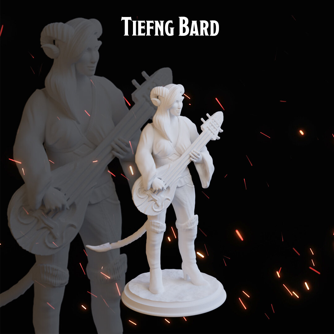 Бард Тифлинг женщина 48,5мм фигурки/миниатюры (ДнД, DnD, D&D, Dungeons & Dragons, Pathfinder, Подземелья и Драконы, Wargames)