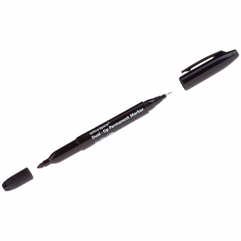 Маркер перманентный черный 0,8-2,2мм пулевидный наконечник, двухсторонний