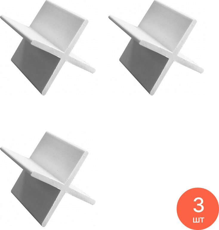 Крестики DECOR / Декор многоразовые для кафельной плитки, пластиковые, белые, 2мм, 20шт. в упаковке / крепеж (комплект из 3 шт)