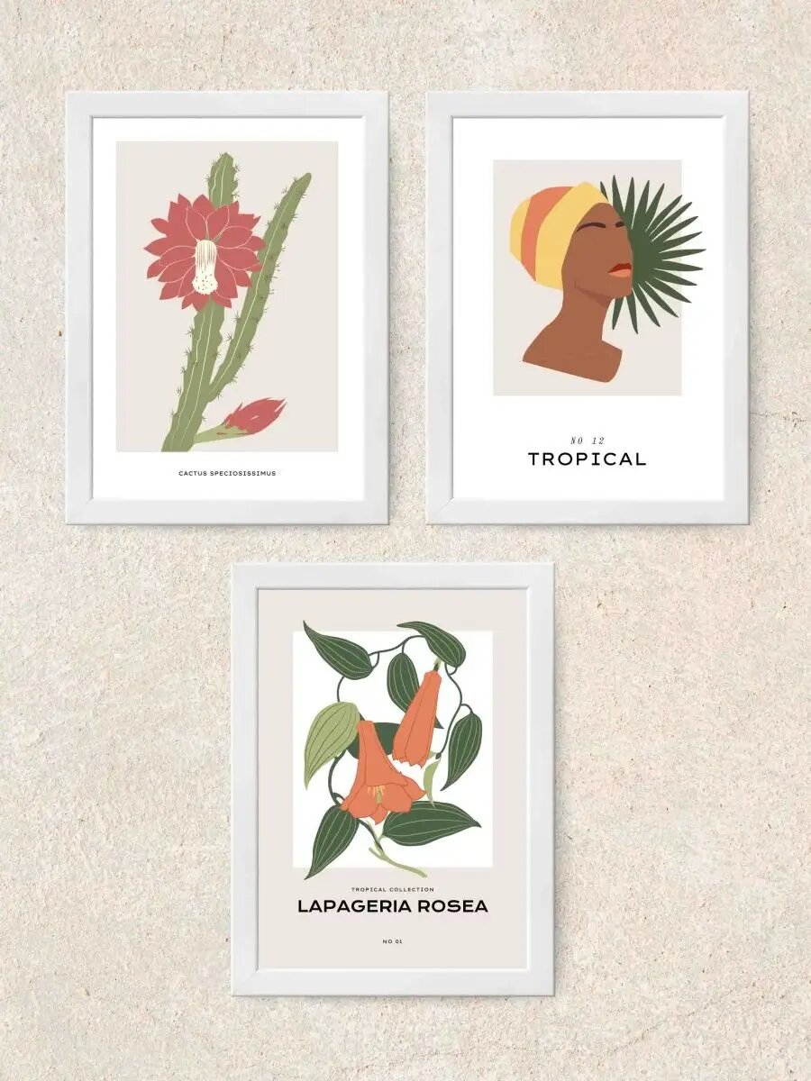 Набор интерьерных постеров Тропики, А3 (фотопанно, плакат)