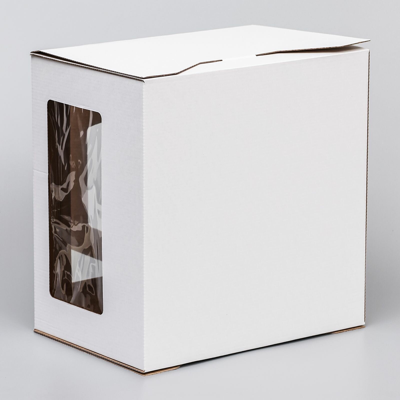 Коробка под торт 2 окна, с ручками, белая, 30 х 30 х 20 см, 1 шт.