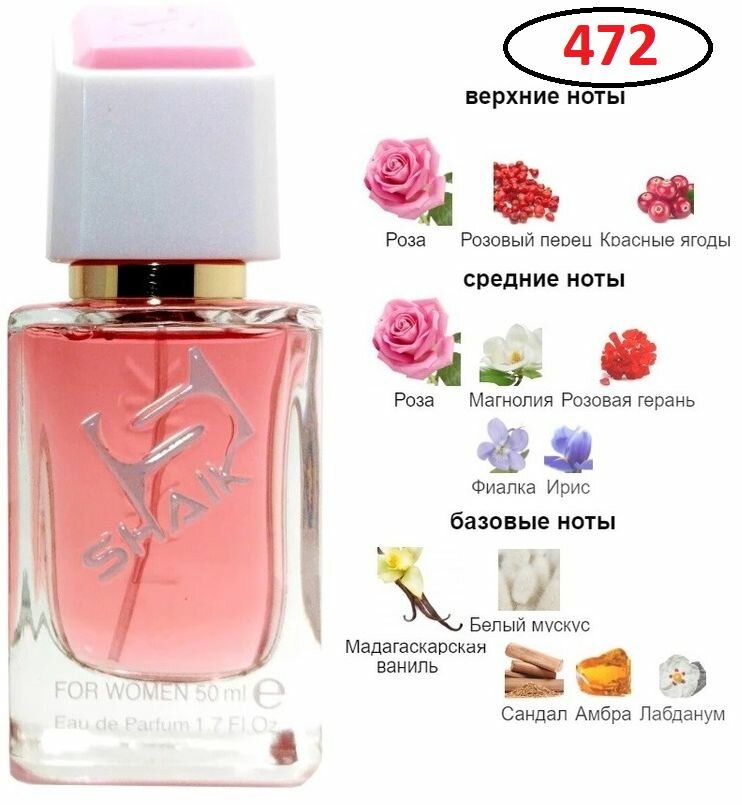 Парфюмерная вода Shaik № 472 сладкие духи ваниль с ирисом WEAR LOVE парфюм для женщин носи любовь 50 мл
