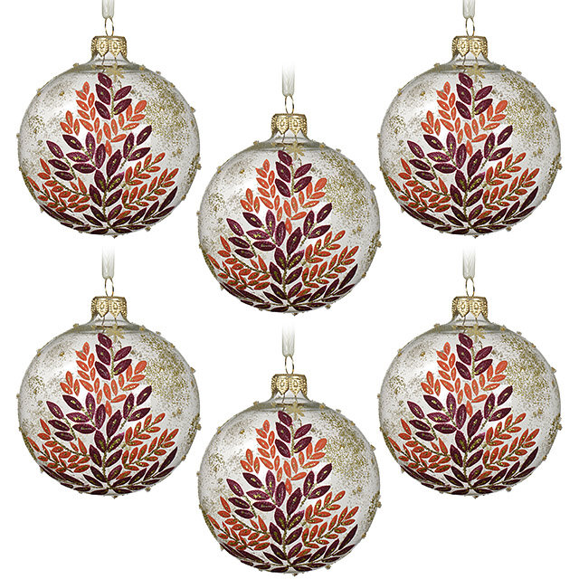 Набор стеклянных шаров Gemano - Таинственный Сад 8 см, 6 шт, Kaemingk, 053367-набор
