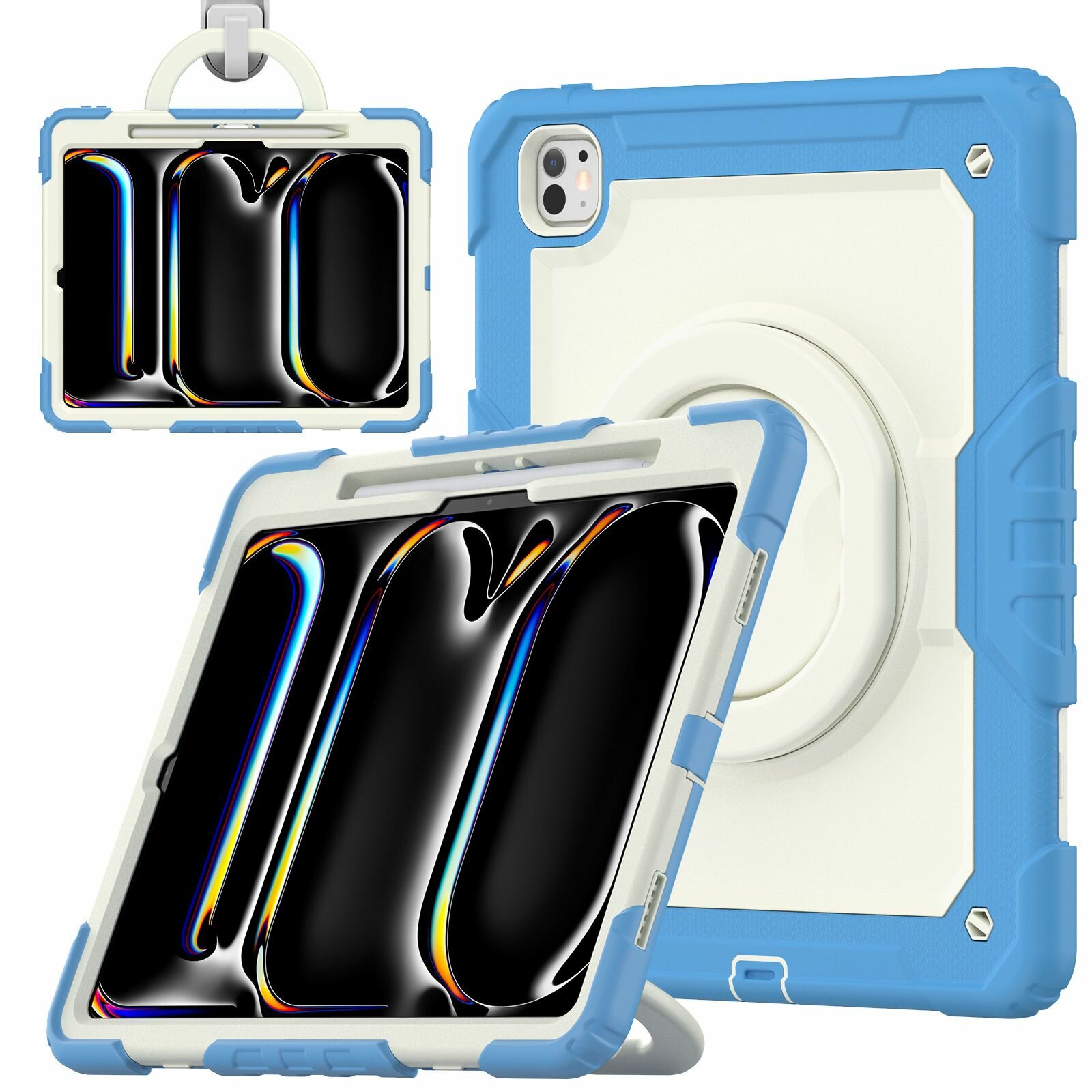 Чехол для iPad Pro 13" (2024-2025) Smart-Silicone-G противоударный крем / синий