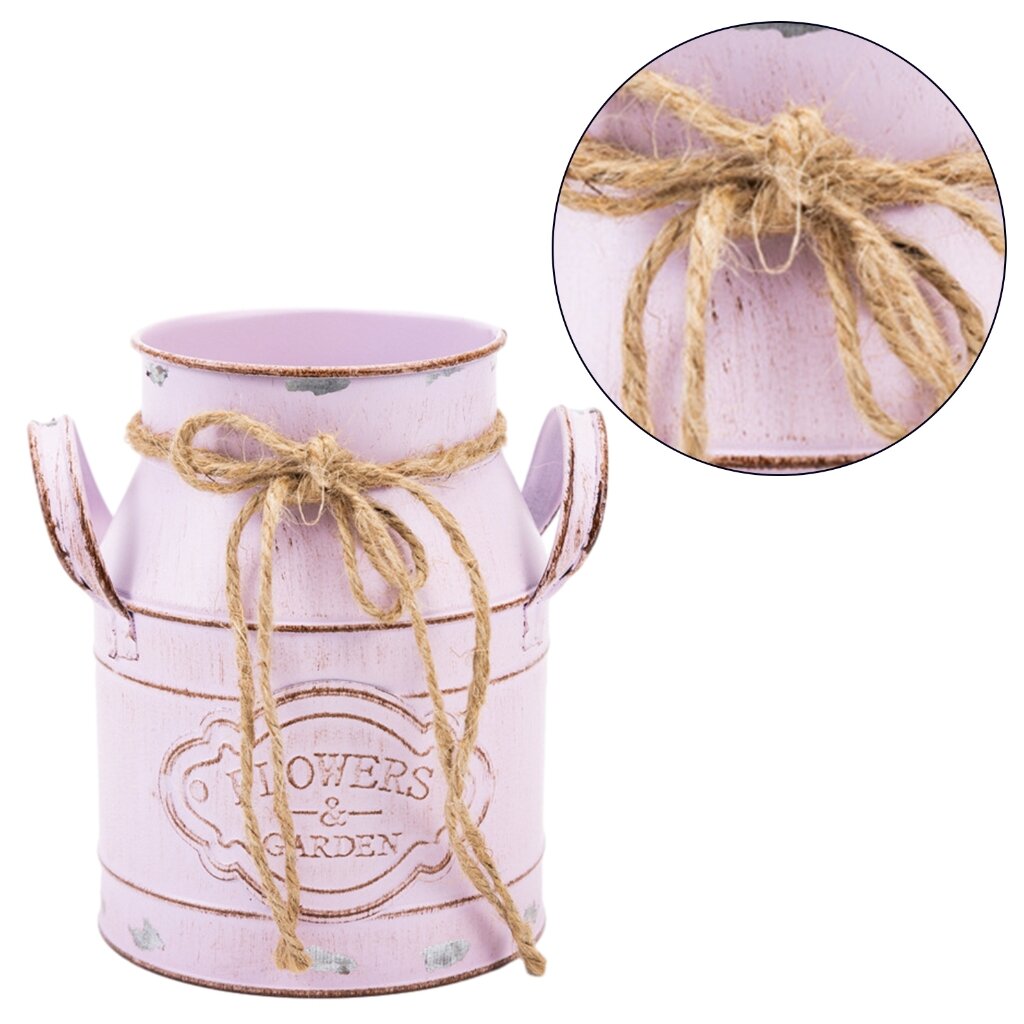 Металлическая ваза для цветов, винтажное декоративное ведро декора фермерского дома, молочная банка с декором ручки