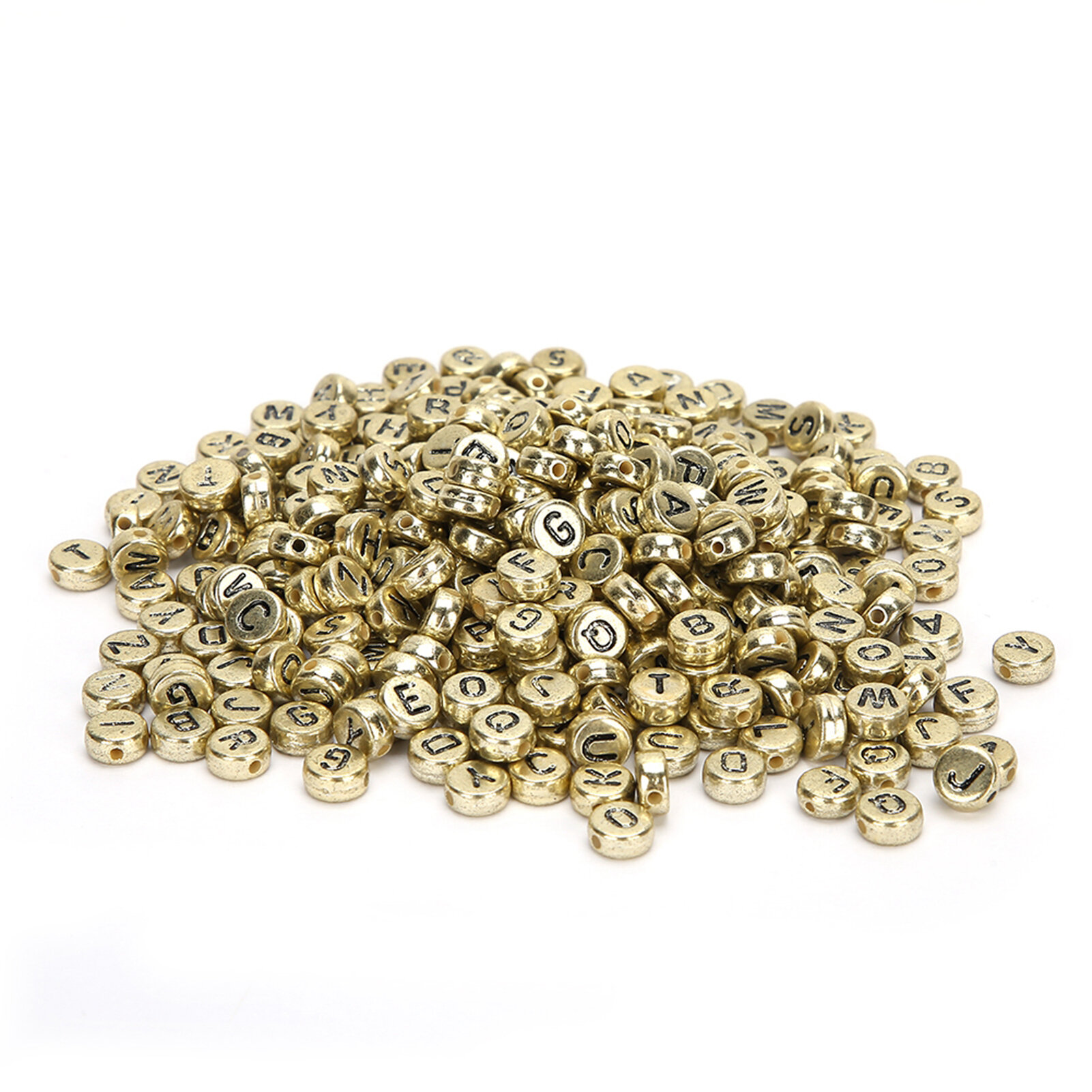 500 штук круглых акриловых бусин для рукоделия, ручная работа, аксессуары из бисера, английский алфавит для одежды, золотистый цвет.