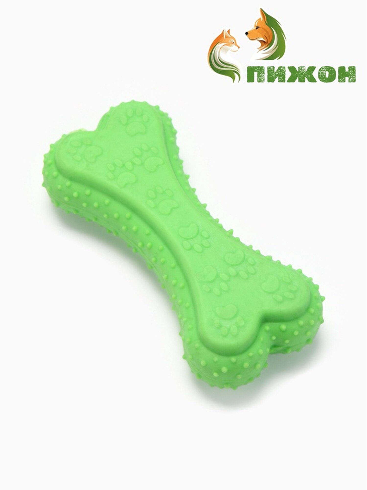 Игрушка жевательная "Объемная кость с лапками", TPR, 12 см, зелёная