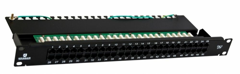 Патч-панель KRAULER KRA-PPUTP3-50, кат. 3, UTP, 50 портов RJ12