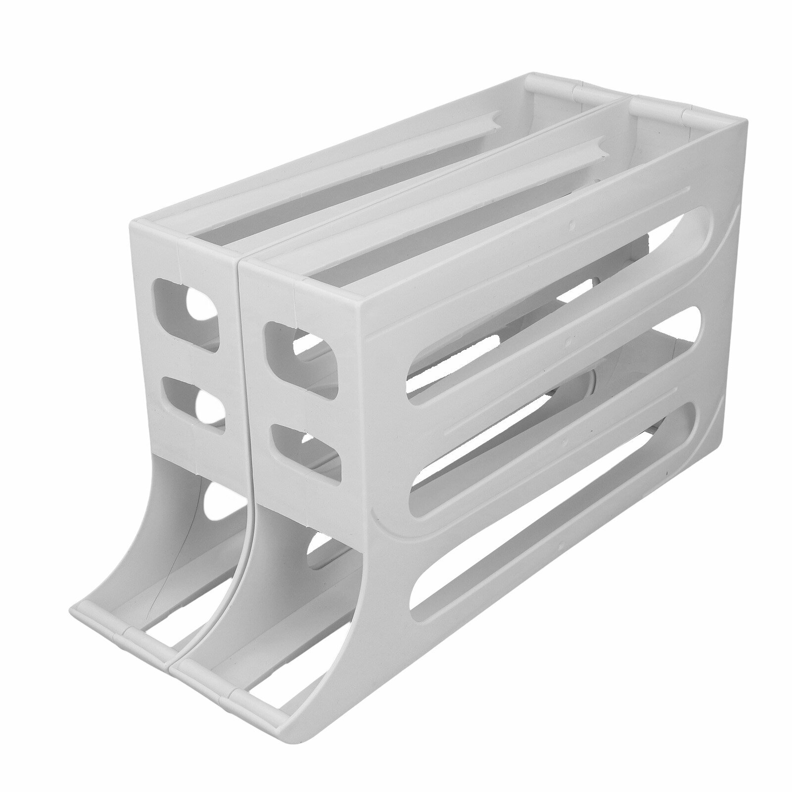 Диспенсер с яйцом Авто катает крупная мощность 4 -го уровня, экономясь организатор для яиц для холодильника 2 шт. Белый