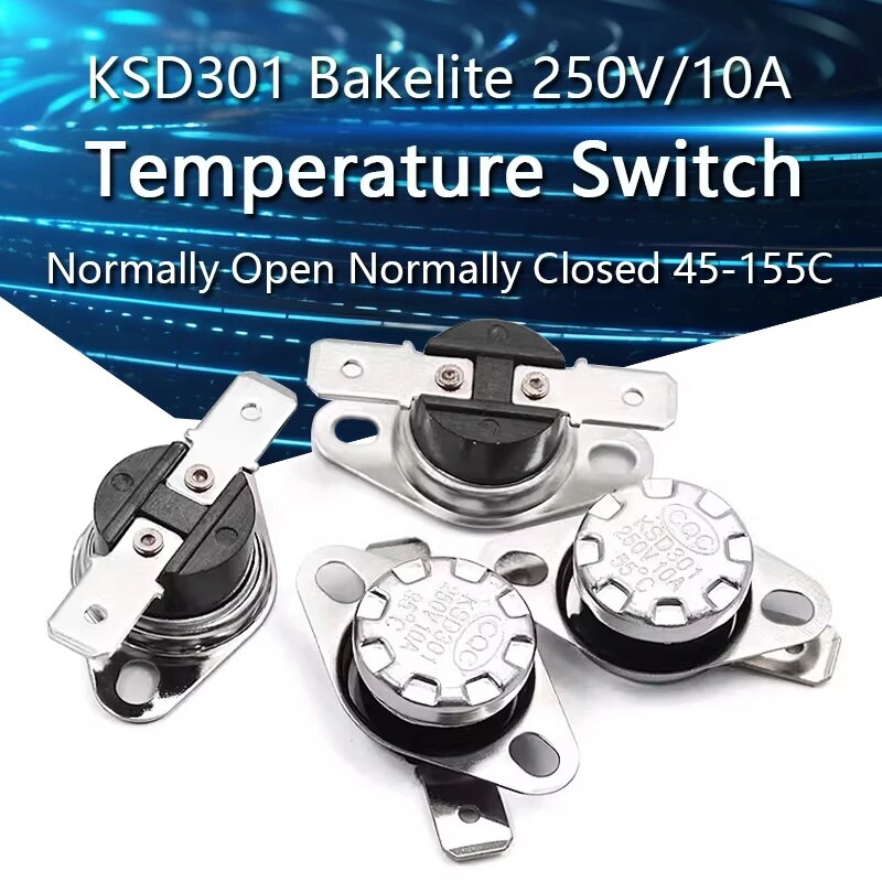 Переключатель температуры KSD301, NO, 75C, 1PCS