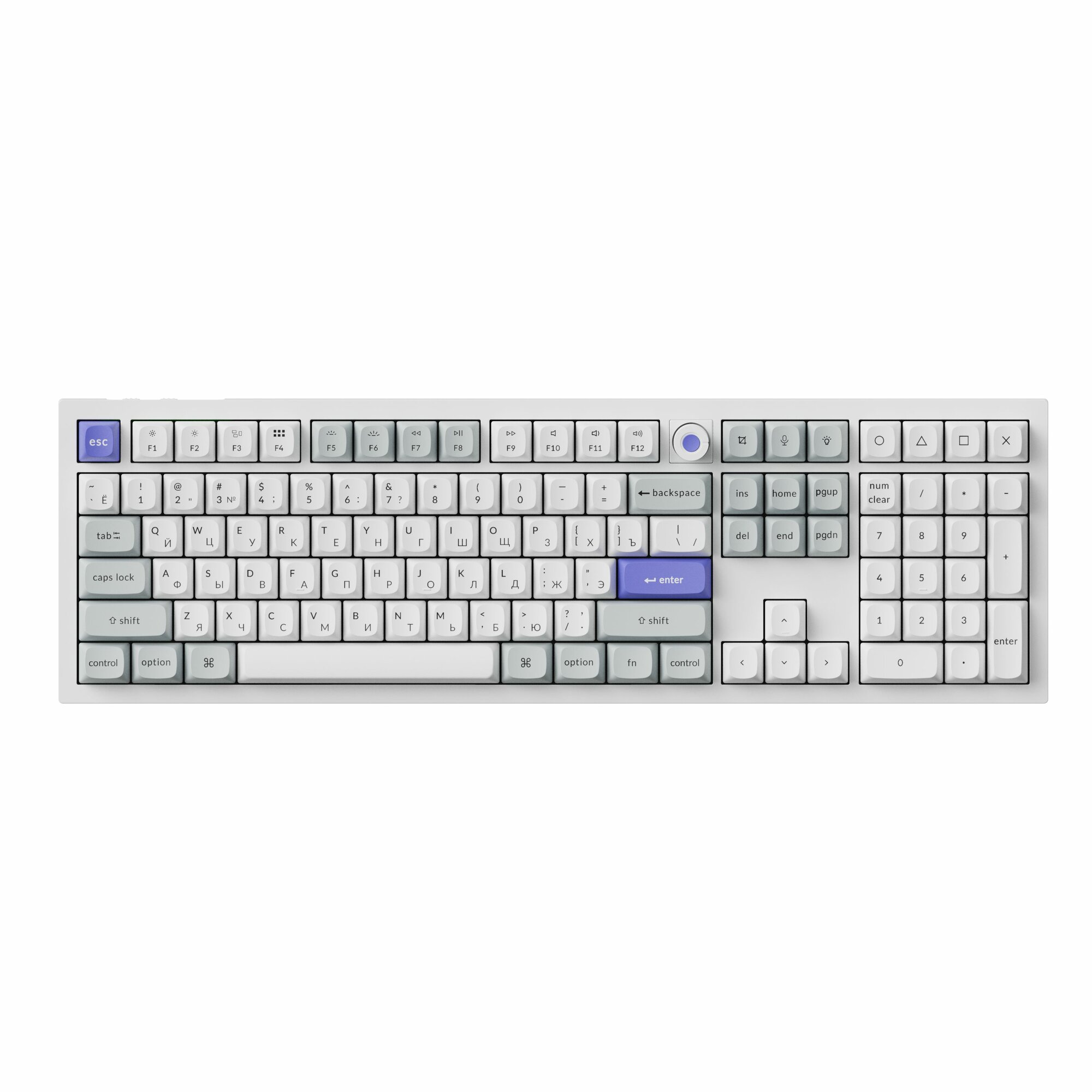 Механическая клавиатура Keychron Q6 HE White - проводная, русская раскладка, RGB, Hot Swap, кейкапы без подсветки, линейные магнитные переключатели (Gateron Nebula)