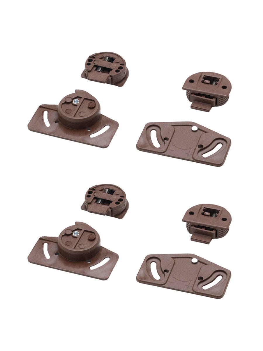 Комплект пластиковых роликов (пр-во Польша) для 2 дверей шкафа-купе (верхних - 4 шт, нижних - 4 шт.) коричневый